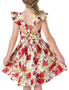 floral infant backless spring summer girls sundress clothes,d9#1,5-6 years(130)