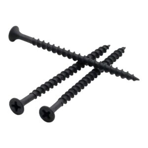 touhia 100pcs m4 drywall screws #8 x 2-3/4" coarse thread phillips bugle head wood screws, self tapping, carbon steel, black oxide finish