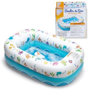 mommy's helper | inflatable under the sea baby bathtub, collapsible safe baby bath tub with anti-sliding saddle horn seat, must have travel toddler bath, portable bathtub recommended months 6 to 24