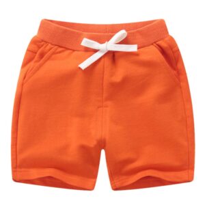 dcuterq toddler baby kids solid cotton sport jogger shorts pants boys girls summer casual elastic waist pants orange 3 years