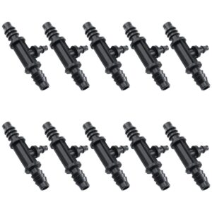 dgzzi garden hose reducing tee barb connector 10pcs black 3/8 inch to 1/4 inch greenhouse drip irrigation water splitter for 4 mm drip hose