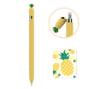 ahastyle ipencil case sleeve cute fruit design silicone soft protective cover accessories compatible with apple pencil 1st generation (yellow)