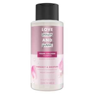 love beauty and planet vegan collagen moisture shampoo murumuru butter & rose pack of 4 for color-treated hair vibrancy, 13.5 oz