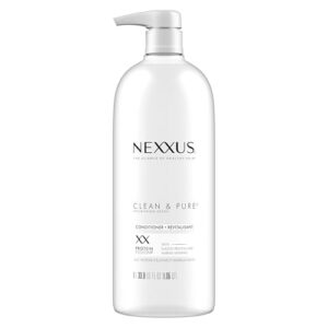 nexxus clean and pure conditioner, with proteinfusion, nourished hair care silicone, dye and paraben free 33.8 oz