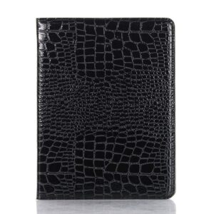 ipad pro-6/5/4/3 (11'') case for women, ipad air-6th (11'') air-5th air-4th (10.9'') case, dmaos crocodile synthetic leather folio smart cover with card pencil holder, auto sleep wake - black