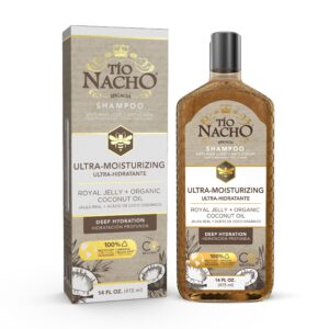 tio nacho ultra hydration shampoo with coconut oil & royal jelly, hydrating & nourishing for dry, damaged hair, fights frizz & protects from breakage, 14 fluid ounces