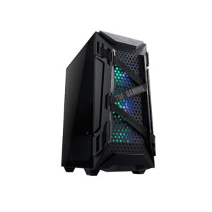 asus tuf gaming gt301 mid-tower compact case for atx motherboards with honeycomb front panel, 120mm aura addressable rbg fans, headphone hanger, and 360mm radiator support, 2 x usb 3.2