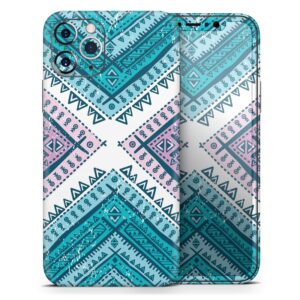 design skinz ethnic aztec blue and pink point - designskinz protective vinyl decal wrap skin cover compatible with the apple iphone 7 plus (full-body, screen trim & back glass skin)