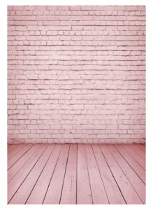 allenjoy pink brick wall with wood floor photography backdrop 5x7ft newborn baby girl valentine's photoshoot kids day 1st birthday cake smash background portrait photo studio booth props