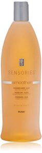 rusk sensories smoother passionflower and aloe smoothing shampoo, anti-frizz formula with aloe helps smooth and emollients restore moisture balance, 35 fl. oz.