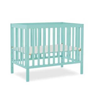 dream on me edgewood 4-in-1 convertible mini crib in mint, jpma certified, non-toxic finish, new zealand pinewood, with 3 mattress height settings, included 1" mattress pad