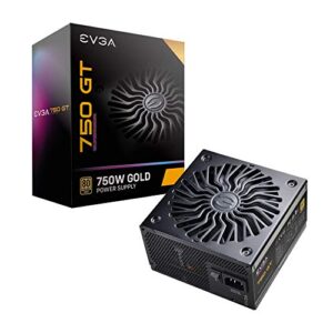 evga 750 gt, 80 plus gold 750w, fully modular, auto eco mode with fdb fan, 100% japanese capacitors, 7 year warranty, includes power on self tester, compact 150mm size, power supply 220-gt-0750-y1