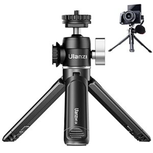 ulanzi mini camera tripod with 360° ball head & cold shoe, extendable small selfie stick tabletop tripod stand handle grip for camera iphone 11 canon g7x mark iii sony zv-1 rx100 vii a6600 vlogging