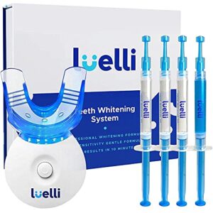 luelli teeth whitening kit with led light, 35% carbamide peroxide, teeth whitening gel, helps to remove stains from coffee, smoking, wines, soda, food, home dental products for sensitive teeth