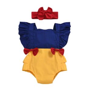 bsongo newborn baby girls romper snow white cosplay infant tops and shorts summer clothes (romper style #2, 0-6 m)