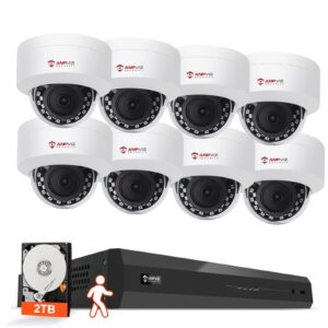 anpviz 8 channel ip poe security camera system with human vehicle detection, 8ch 4k nvr with 2tb hdd, 8pcs ik10 vandalproof 6mp dome poe cameras with audio, ir night vision, ndaa compliant (u series)