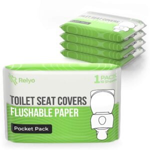 toilet seat covers paper flushable (50 pack) - xl for adults and kids potty training, 100% biodegradable travel accessories public restrooms, airplane, camping