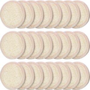 24 pieces exfoliating loofah pad facial body scrubber round bath shower loofah sponge pad natural exfoliating scrubber brush close to skin for men women shower bath and spa(6.5 x 6.5 cm)