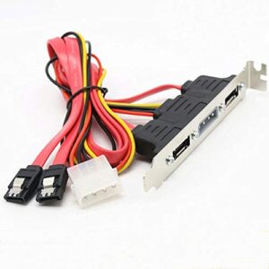 cables dual sata to 2 ports esata + 4 pin ide power pci bracket slot cable - (cable length: 45cm)