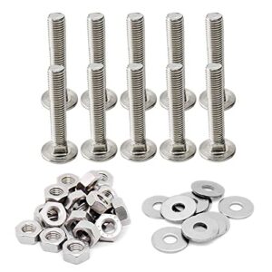 abimars stainless carriage bolt 5/16"-18 x1", cup square carriage bolt & nut & washers (pack of 10)