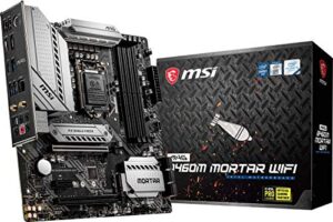 msi mag b460m mortar wifi gaming motherboard (matx, 10th gen intel core, lga 1200 socket, ddr4, cfx, dual m.2 slots, usb 3.2 gen 1, 2.5g lan, dp/hdmi, wi-fi 6 pre-certified)