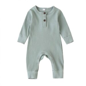 niceclould newborn baby boy girl knitted romper jumpsuit solid long sleeve legging bodysuit playsuit clothes winter 0-18m (light green, 0-3 months)