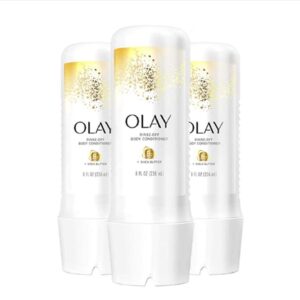 olay in-shower rinse-off body conditioner for dry skin with b3 and shea butter for lasting hydration, 8 fl oz (pack of 3)