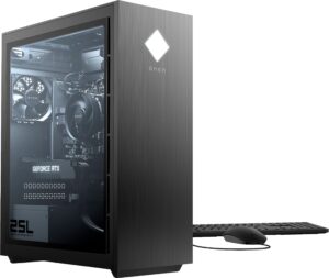 omen 25l gaming desktop pc, nvidia geforce rtx 2060, 10th generation intel core i7-10700f processor, hyperx 16 gb ram, 512 gb ssd and 1 tb hard drive, windows 10 home (gt12-0060, 2020), shadow black