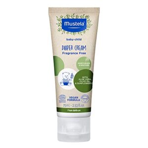 mustela baby natural diaper cream - with olive oil, aloe vera & sunflower oil - fragrance free, vegan & ewg verified - 2.53 fl. oz.