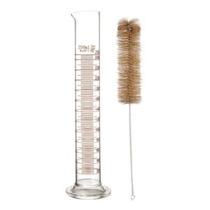 glass 250ml graduated measuring cylinder with 1pcs brush