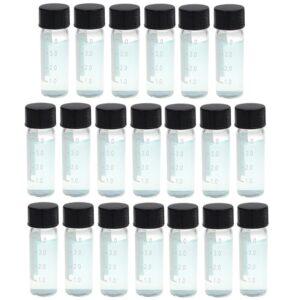 ultechnovo glass vials with screw caps, clear liquid sample glass bottles, 20pcs chromatography vials reagent serum storage bottle with scale and black solid lid and septa