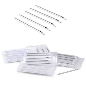 zs 100pcs body piercing needles - ear navel nose lip nipple piercing, 14g, 15g, 16g, 18g, 20g, disposable professional body piercing needles tool, tattoo supplies (15g)