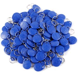 lexi 100pcs 125khz proximity id card rfid keyfobs token tag for door entry access control system tk4100/em4100 abs key fob cards for security lock wholesale(100 blue id)