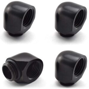 sdtc tech 4-pack g1/4" male to female extender connector 90° angle elbow fitting for pc water cooling system