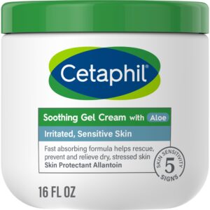 cetaphil soothing gel-cream with aloe instantly soothes and hydrates sensitive skin, fragrance and paraben free, 16 oz