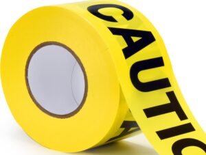 caution tape | black and yellow | warning keep out | halloween | crime scene police tape | danger barricade hazard construction tape roll | do not enter | flagging | 3 in x 1000 ft | by teegan tapes