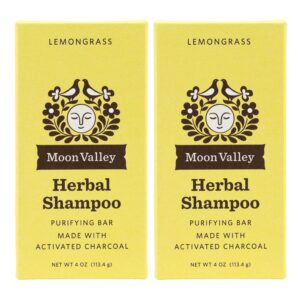 moon valley organics herbal shampoo bar - lemongrass charcoal (2pack)