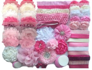 bowtique emilee baby shower headband kit makes over 30 headbands, baby shower headband station, diy baby headband kit - pretty in pink