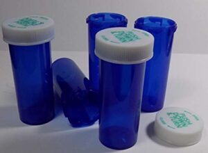 plastic prescription cobalt blue vials/bottles 25 pack w/caps giant 30 dram size-new