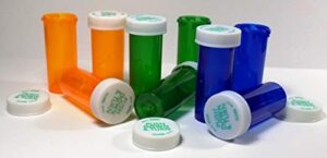 8 dram rainbow tri-color mix rx medicine vials with child-resistant caps 10 pack pharmaceutical grade bpa-free product