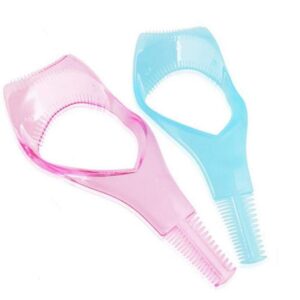 2pcs 3 in 1 mascara tool plastic makeup eyelash shield applicator guide with eyelash assist comb brush guard eyelashes brush for women girls (color random)