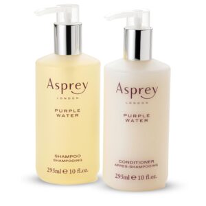 the ritz-carlton asprey purple water hair care set - includes shampoo (10 oz.) and conditioner (10 oz.) - invigorating citrus and spice scent