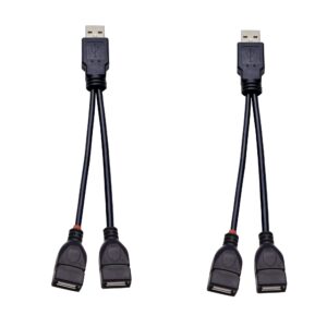 30 cm usb splitter cable 2.0 1 male to 2 female jack y splitter hub adapter cable youcheng for tablets computers and mobile phones etc only one port for data (2-pack)