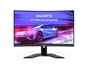 gigabyte g27qc 27" 165hz 1440p curved gaming monitor, 2560 x 1440 va 1500r display, 1ms (mprt) response time, 92% dci-p3, hdr ready, freesync premium, 1x display port 1.4