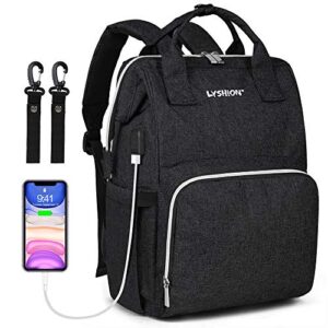 diaper bag backpack,multifunction travel maternity baby nappy changing bags with usb charging port (dark black)