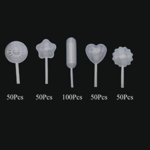 didamx 300pcs 4ml cupcake pipettes, 5 shapes mini disposable transfer pipettes droppers for jam, strawberries, cupcake, chocolate, ice cream