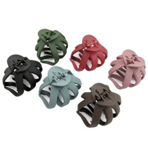 utenew set of 6 medium hair claw clips no-slip grip octopus jaw clips matte thick hair clips, women girl daily hairstyle accessories