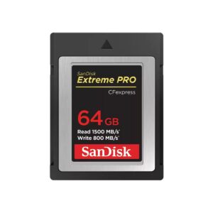 sandisk extreme pro 64gb cfexpress type-b memory card, 1500mb/s read, 800mb/s write