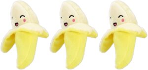 petsport 3 pack of tiny tots foodies banana plush dog toys with squeakers, 5 inch