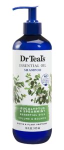 dr teal's spearmint volume & bounce essential oil shampoo, sulfate free, eucalyptus, 16 fl oz